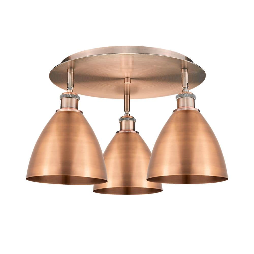 Innovations Ballston Dome 19.25 in. 3-Light Antique Copper Industrial ...