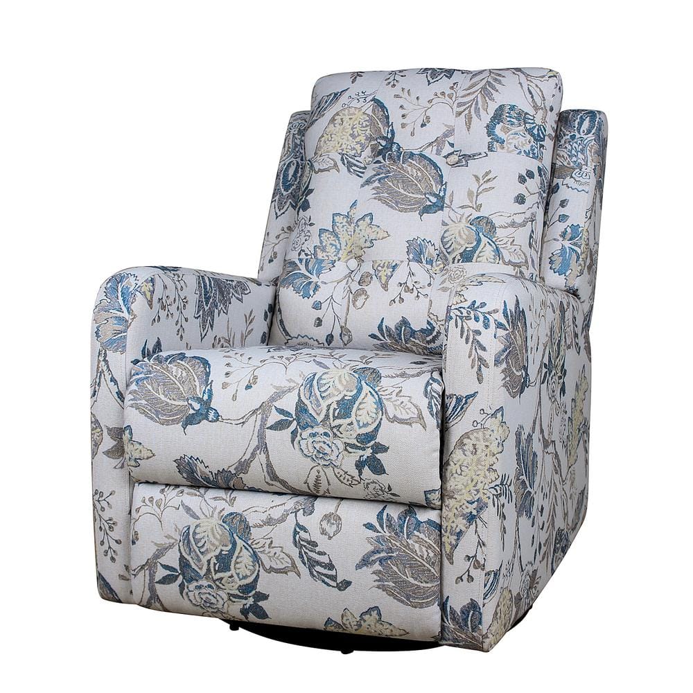 JAYDEN CREATION Bellamy Blue Polyester Swivel Rocker Recliner with ...