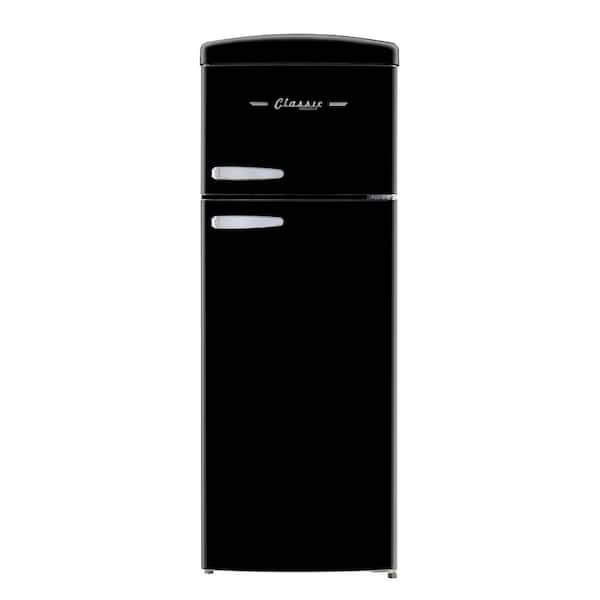 Galanz 22 in. 7.6 cu. ft. Retro Top Freezer Refrigerator, Vinyl Black ...