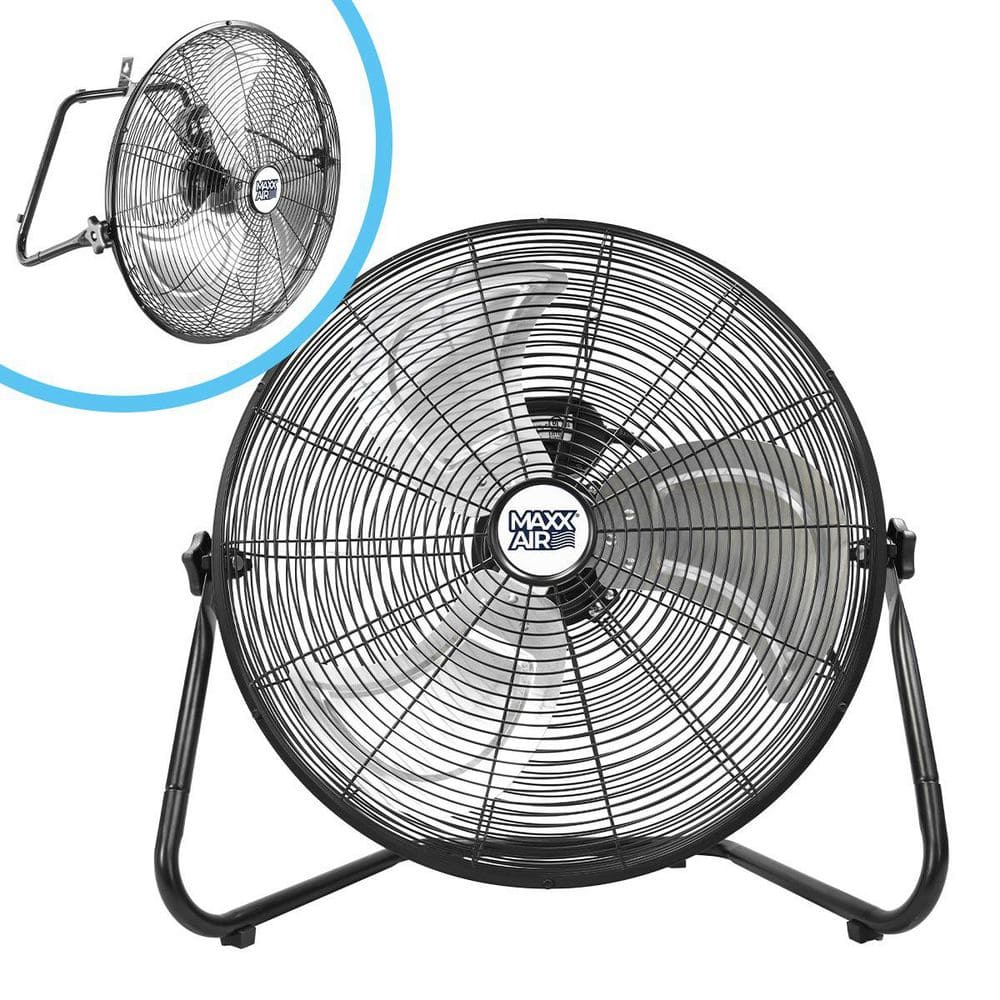 Maxx Air 2-in-1 20 in. 3-Speed High Velocity Portable Tilting Floor Fan ...