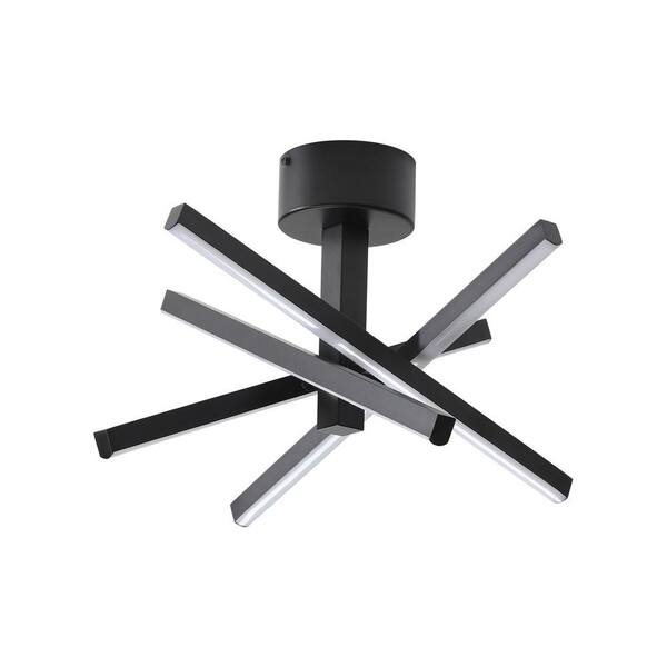 Staykiwi 12 in. 22-Watt Modern Black Integrated LED Semi-Flush Mount ...