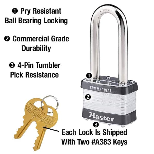 Master Lock Number 5 2-1/2 in. L Steel Laminated Padlock Shackle Keyed ...