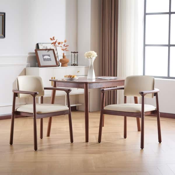 CHRISTOPHER KNIGHT HOME Renee Modern Dark Walnut Plus Beige Faux Leather Upholstered Dining ...