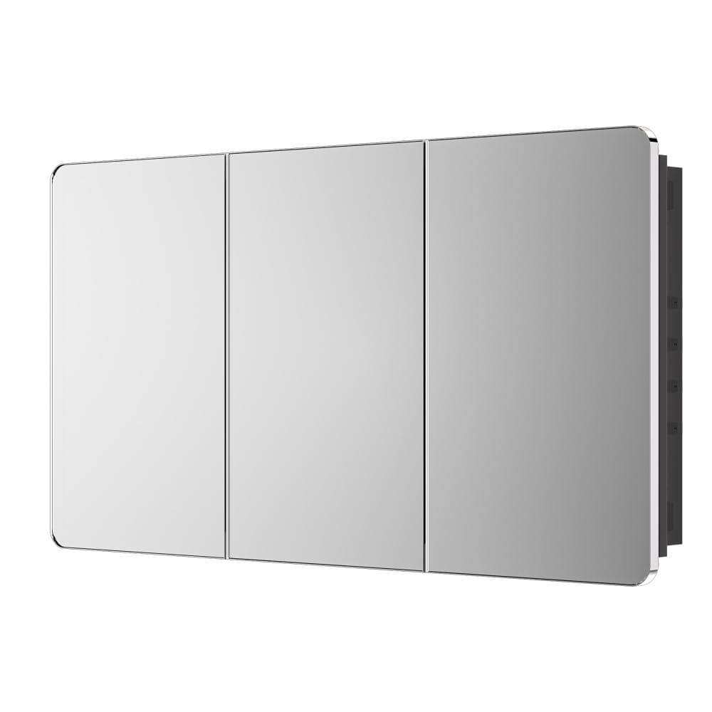 KEONJINN 60 in. W x 32 in. H Rectangular Chrome Stainless Steels Framed ...