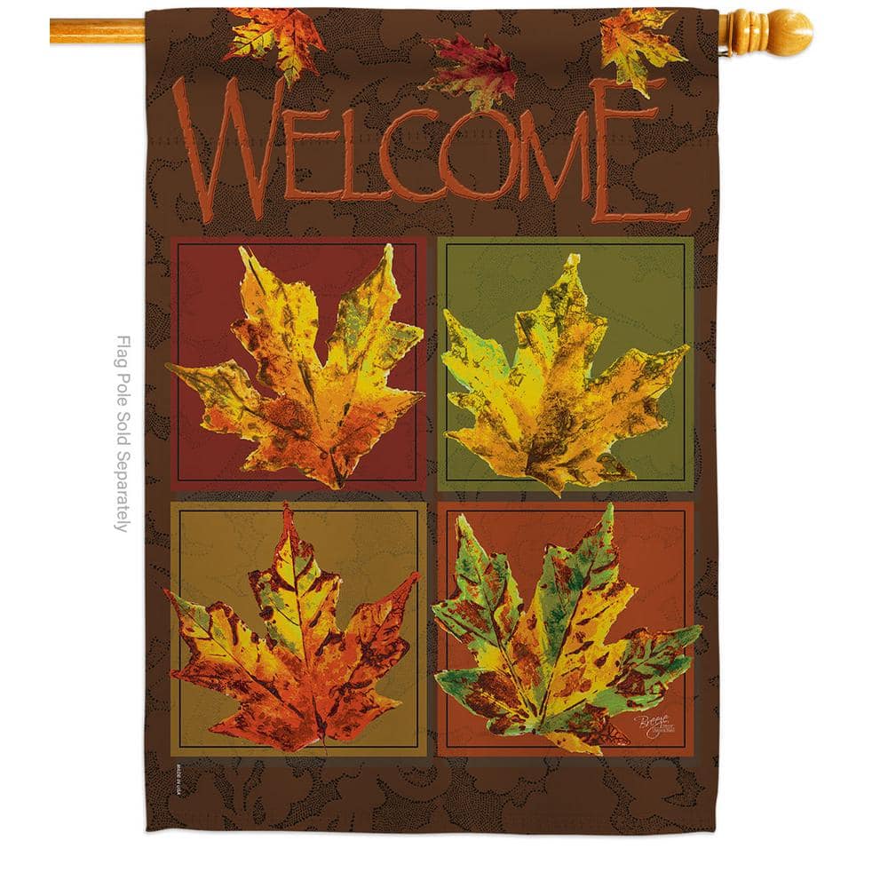 Breeze Decor 28 in. x 40 in. Fall Leaves Collage Fall House Flag Double ...