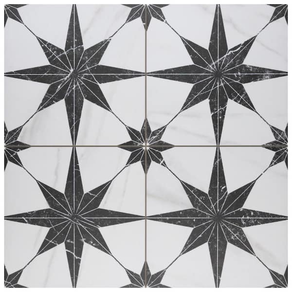 Merola Tile Merzoni Star Marquina 17-7/8 in. x 17-7/8 in. Porcelain ...