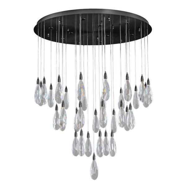 Gleam Flare 189 in. H 43-Light Black LED Globe Crystal Chandelier ...