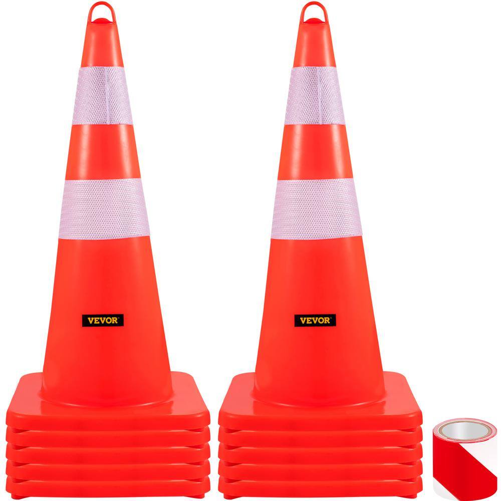 SKYSHALO Safety Cones, 10 PCS 28 in. Traffic Cones, PVC Orange ...