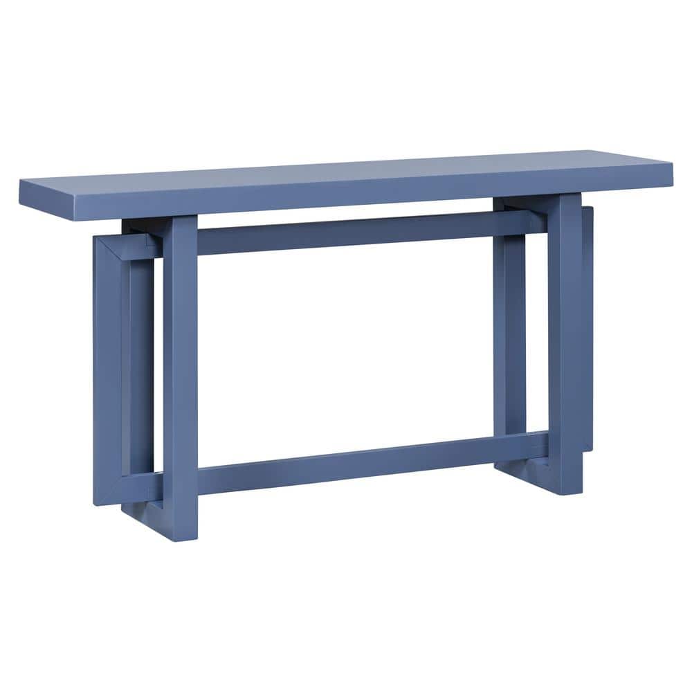 Polibi 59.10 in. Contemporary Navy-Blue Rectangle Wood Console Table ...