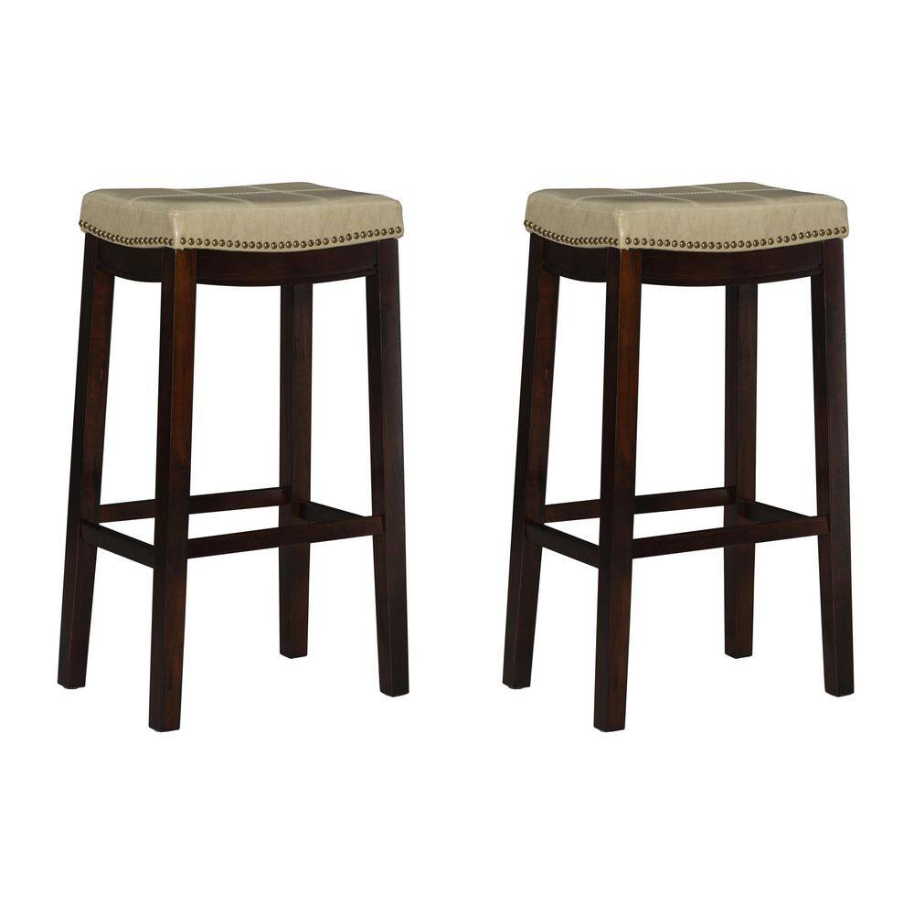 Linon Home Decor Concord 32 in. Brown Backless Wood Bar Stool with ...