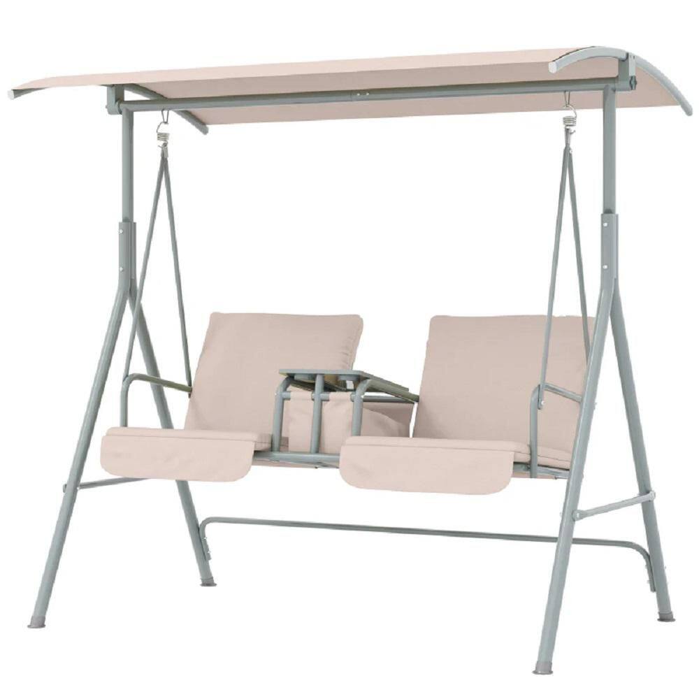 1-Piece 69 in. W x 44 in. D x 65 in. H Beige Metal and Mesh and ...