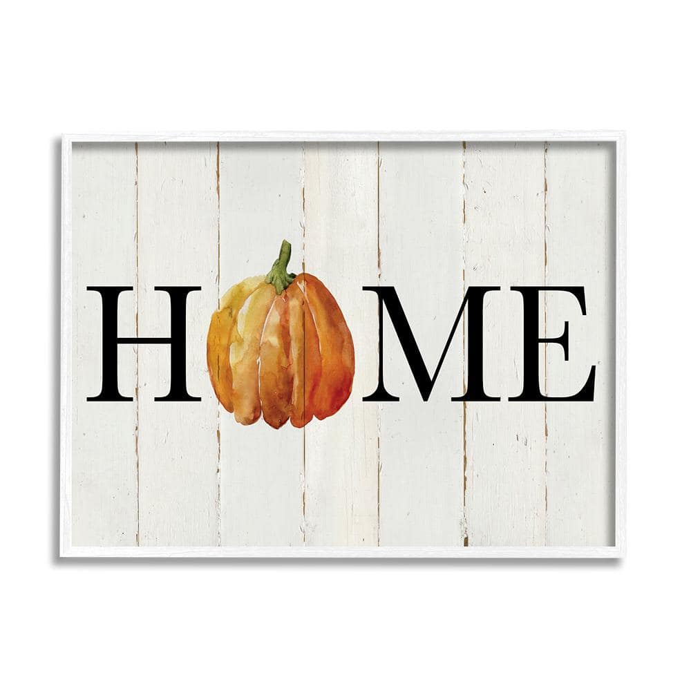 Stupell Industries Rustic Home Pumpkin by Carol Robinson 1-Piece Framed Graphic Print Typography ...