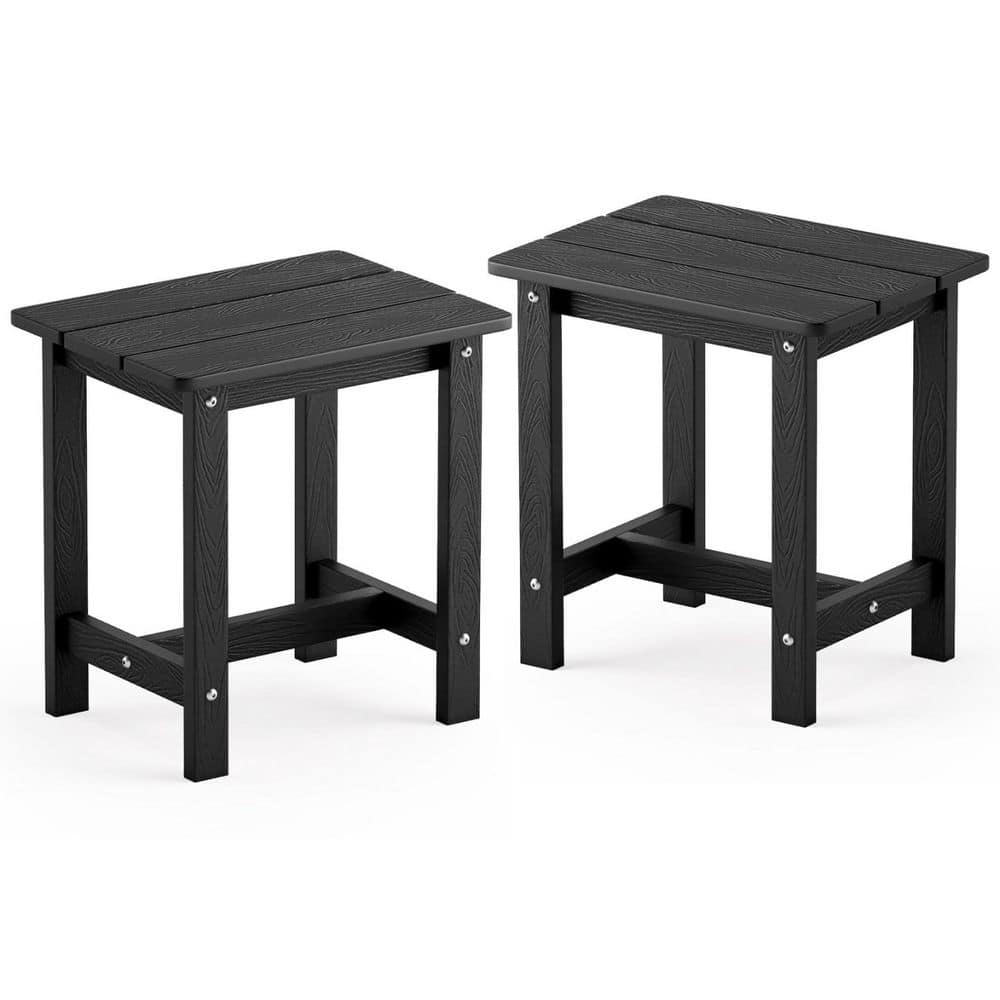 Rectangular Plastic Outdoor Side Table, Black, Set of 2 L0DNSQXD1Q ...