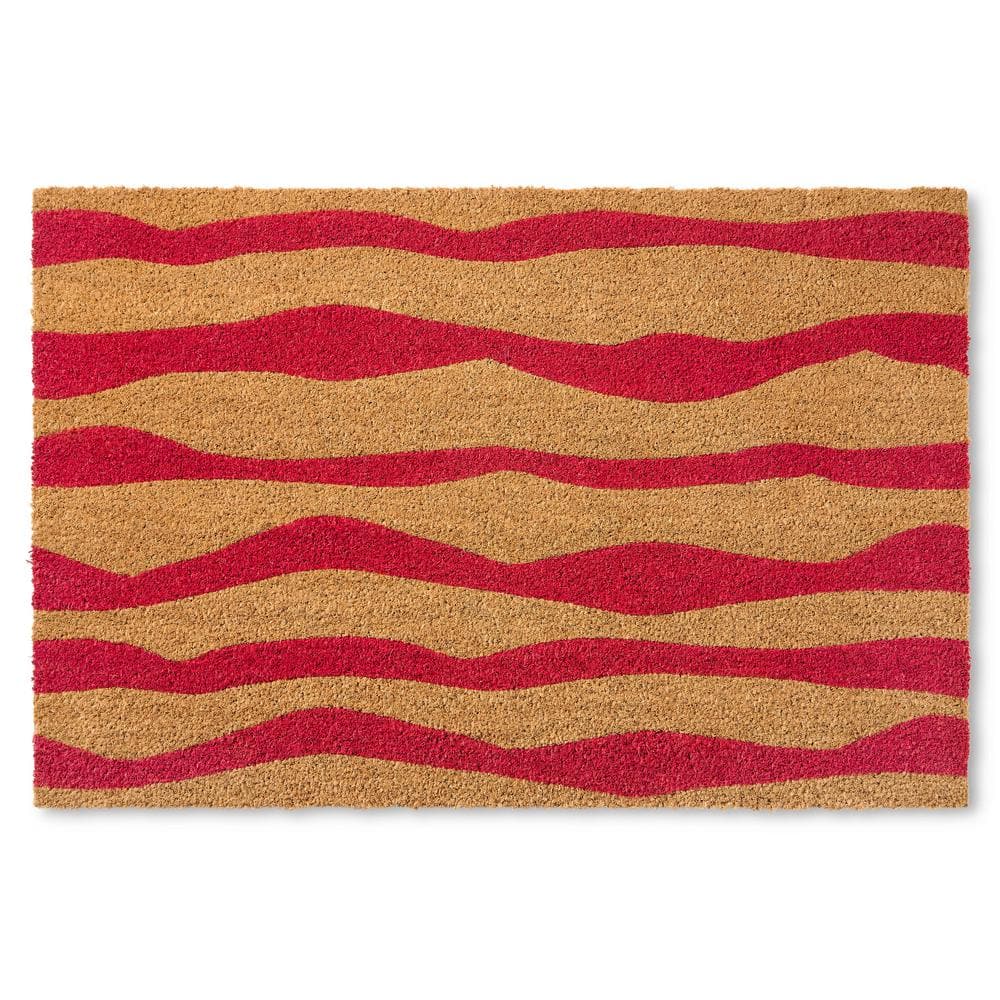 TOWN & COUNTRY LIVING Ravine Abstract Red 18 in. x 30 in. Mountain Coir ...