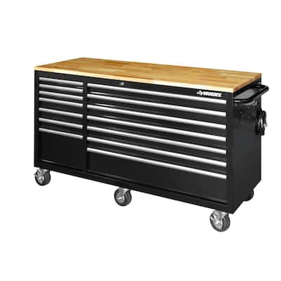 Husky 52 in. W x 25 in. D Standard Duty 9-Drawer Mobile Workbench Tool ...