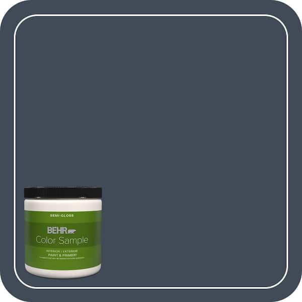 BEHR PREMIUM PLUS 8 oz. #PPF-58 Dark Night Semi-Gloss Interior/Exterior ...