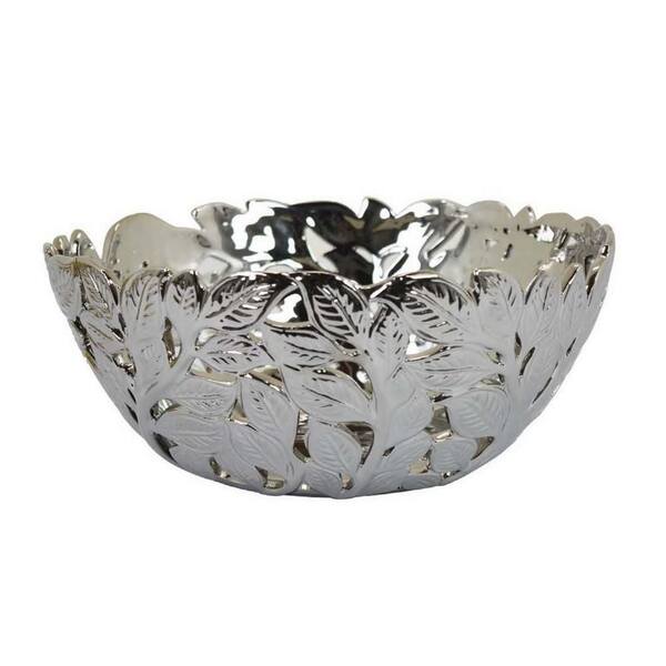 Benjara Modern Silver Round Metal 13 in. Decorative Bowl BM331462 - The ...
