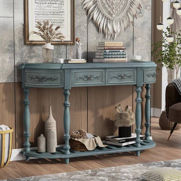 Harper & Bright Designs Classic 52 in. Antique Blue Specialty Curved ...