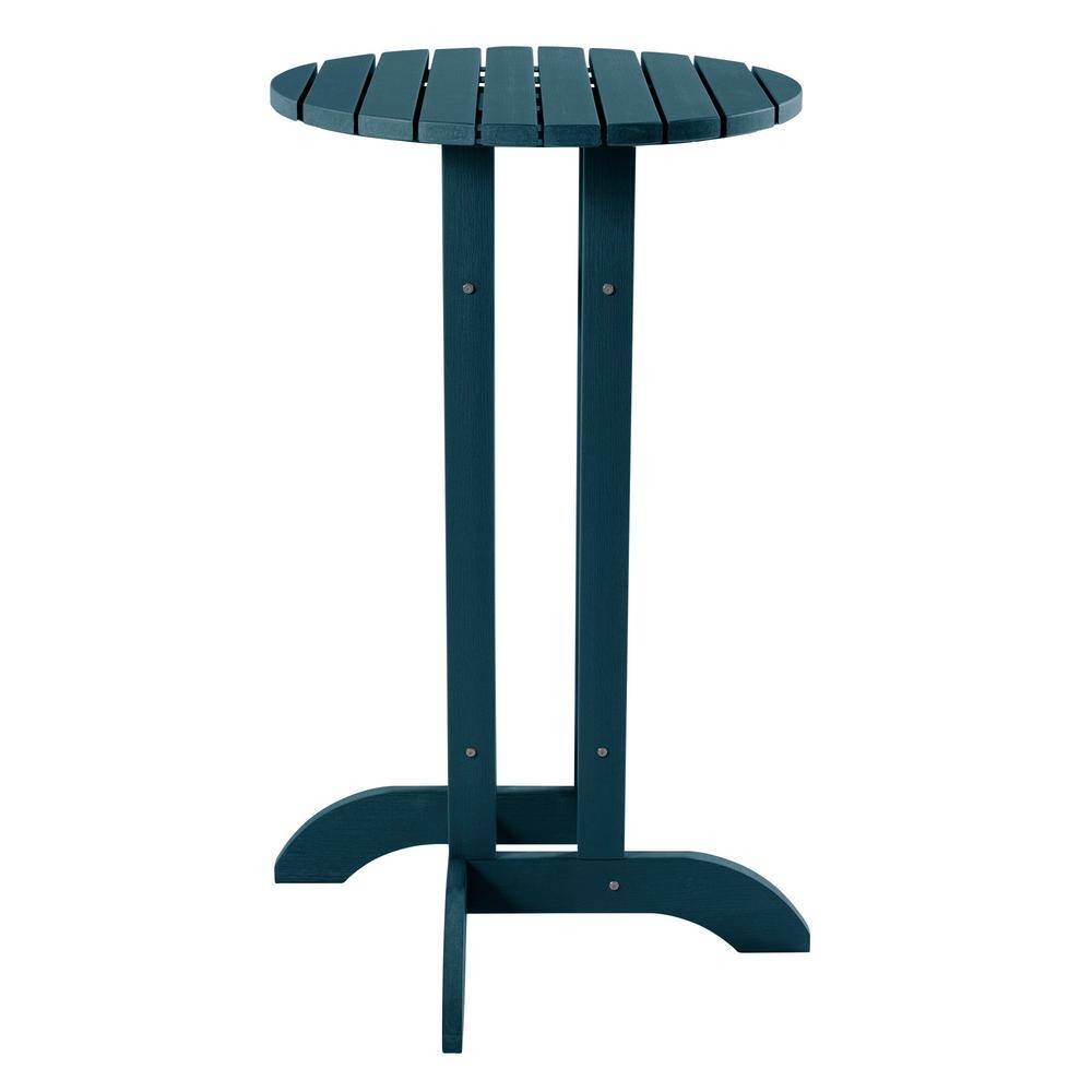 Highwood Nantucket Blue 24 in. Recycled Plastic Round Bar Dining Table ...