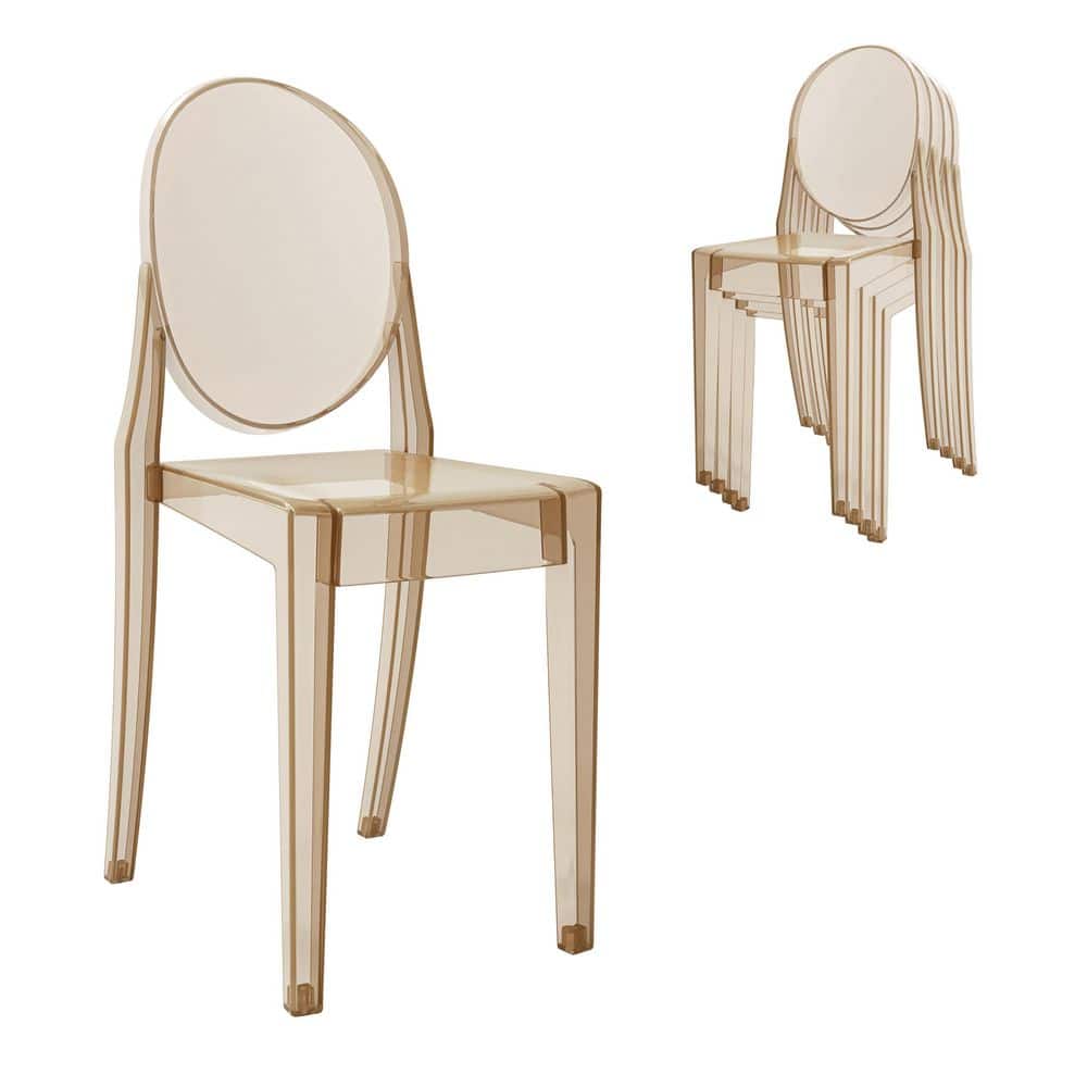 Techni Home Ghost Style Acrylic Stackable Event Chairs, Amber, Set of 4 ...