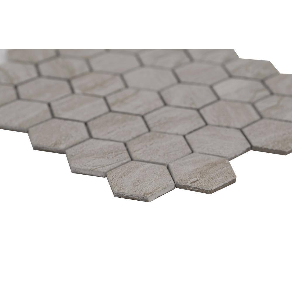 Buy Nyon Gray Hexagon 12 in. x 12 in. Matte Porcelain Mesh-Mounted ...