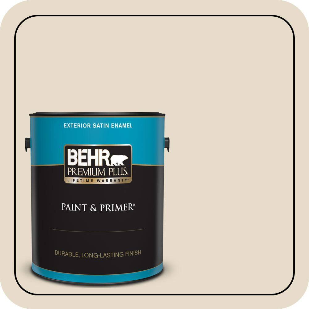 BEHR PREMIUM PLUS 1 gal. #OR-W08 Coco Malt Satin Enamel Exterior Paint ...