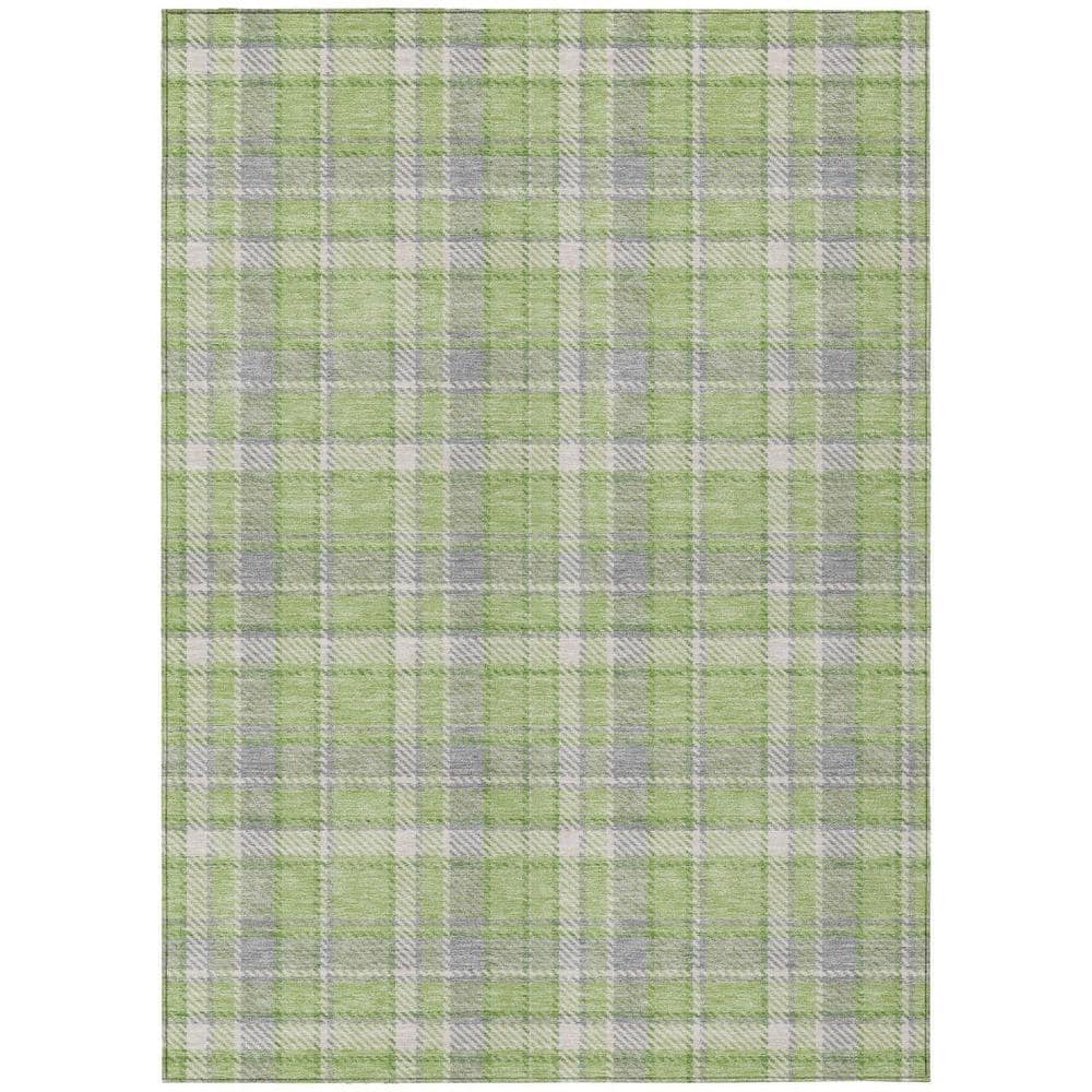 HomeRoots Green and Gray 3 ft. x 5 ft. Woven Plaid Rectangle Indoor ...