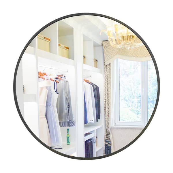 Tahanbath 24 in. W x 24 in. H Small Round alloy Framed Wall Bathroom ...