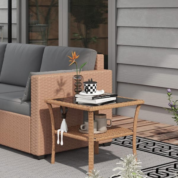 Patio end table with storage store