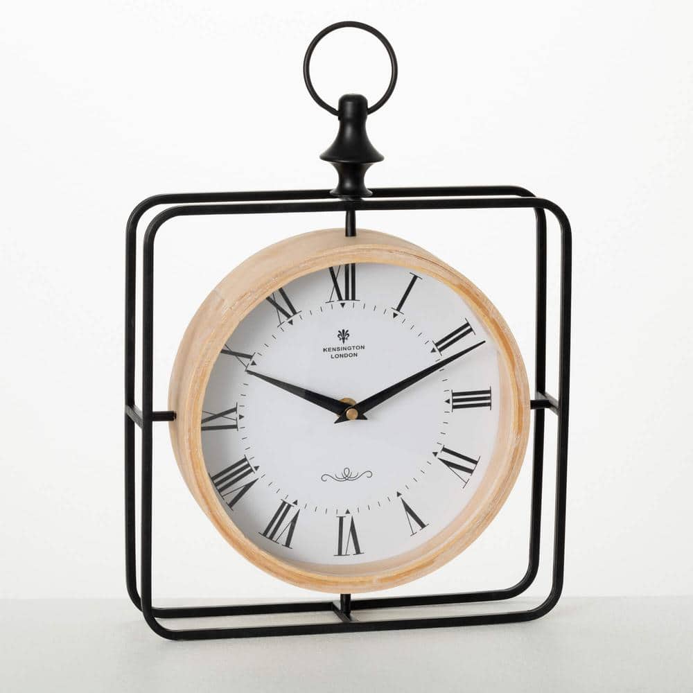 SULLIVANS 12.5 in. Wood And Metal Framed Table Clock CLK224 - The Home ...