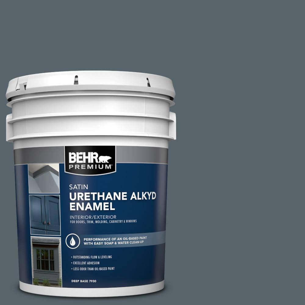 BEHR PREMIUM 5 gal. #N490-6 Calligraphy Urethane Alkyd Satin Enamel ...