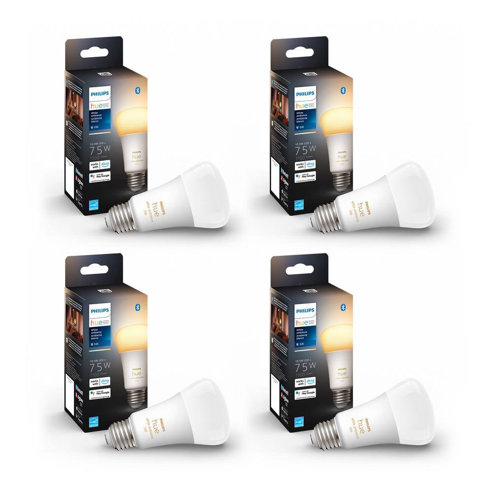 Philips Hue 75-Watt Equivalent A19 Smart LED Tunable White Light Bulb ...