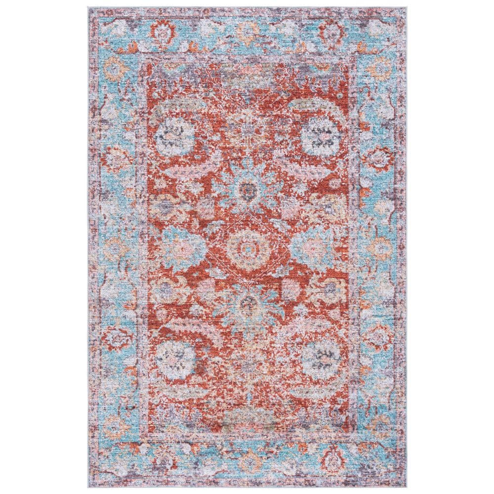 SAFAVIEH Martha Stewart Washable Turquoise/Rust 4 ft. x 6 ft. Machine ...