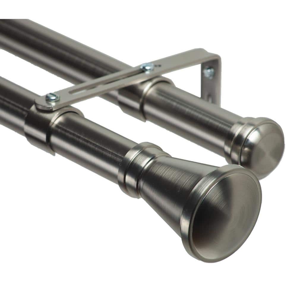 Art Decor 96 in. Non-Adjustable 1-1/8 in. Double Window Curtain Rod Set ...