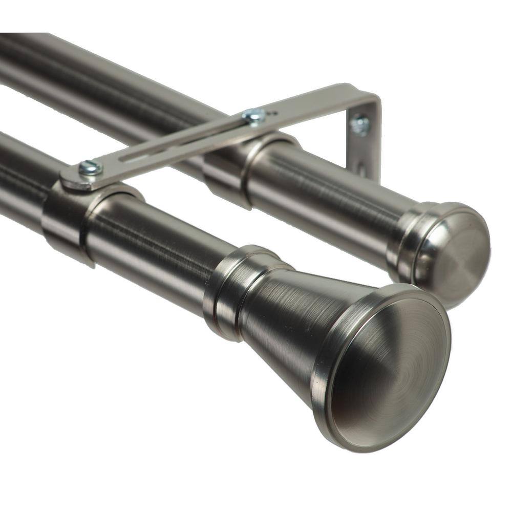 Art Decor 96 in. Non-Adjustable 1-1/8 in. Double Window Curtain Rod Set ...