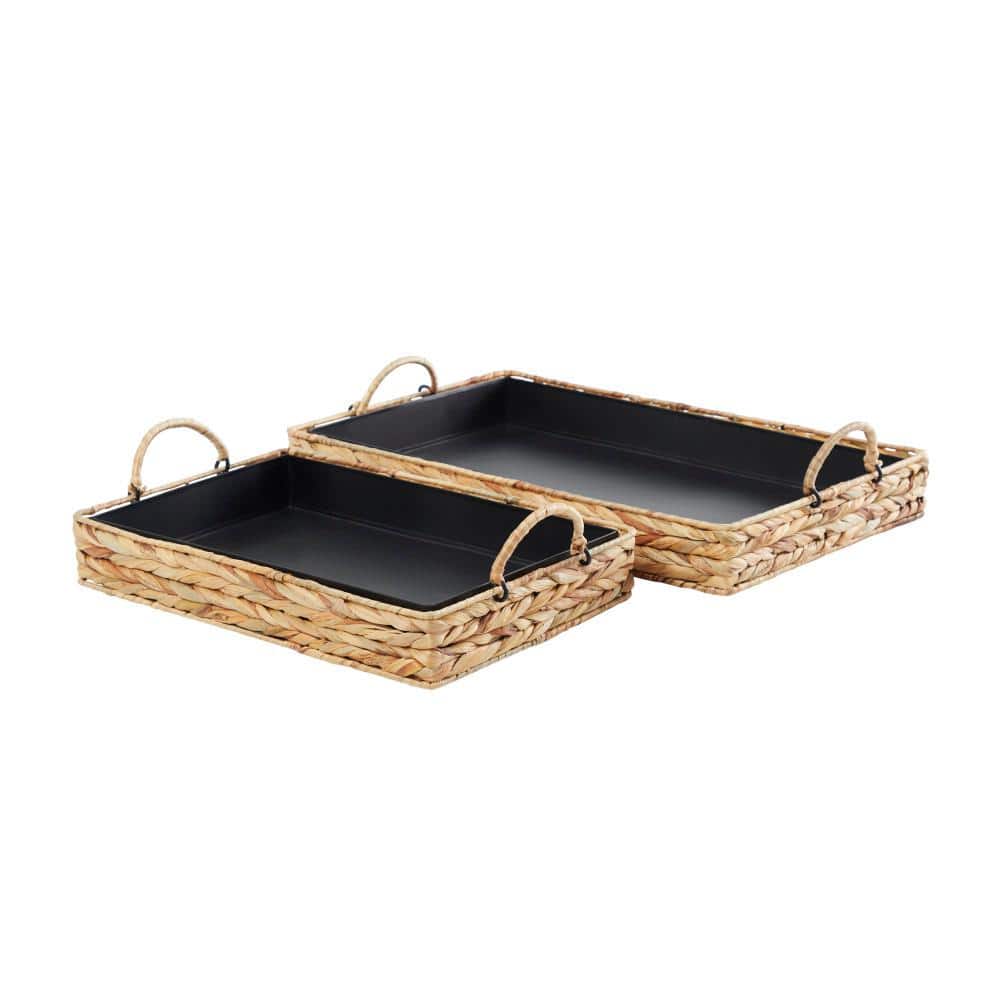Litton Lane Light Brown Handmade Seagrass Nesting Decorative Tray with ...