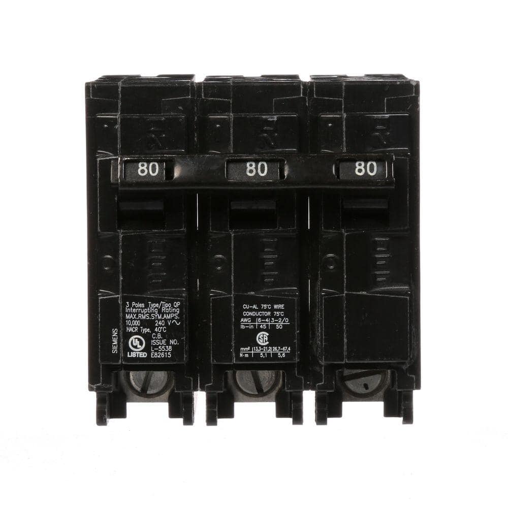 Siemens 80 Amp 3-Pole Type QP Plug-In Circuit Breaker Q380 - The Home Depot