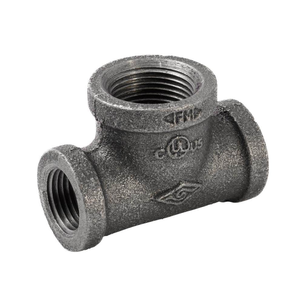 Southland 1/2 in. x 1/2 in. x 3/4 in. Black Malleable Iron Reducing Tee ...