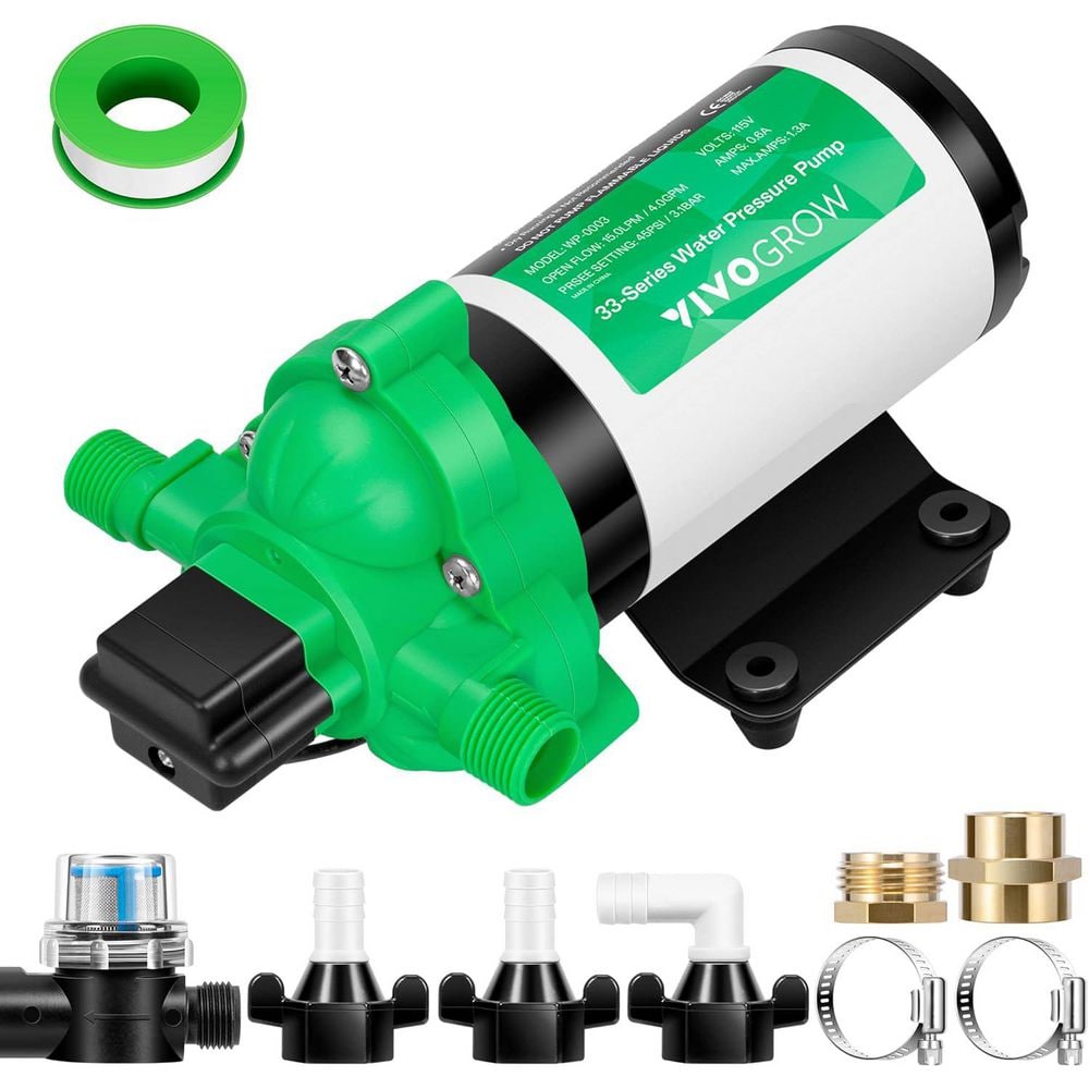 VIVOGROW 115VAC 4 GPM 45 PSI Diaphragm Water Pump for Bathrooms ...