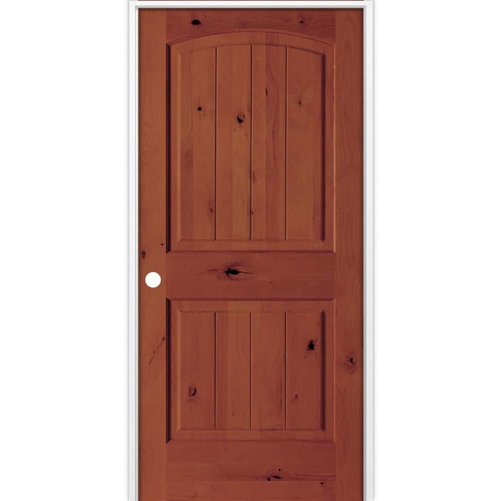Krosswood Doors 30 in. x 80 in. Rustic 2-Panel Arch Top VG Right-Hand ...