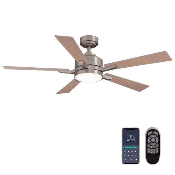 FANNEHONNE 52 in. Modern Indoor Bronze 3-Colors LED 6-Speeds Industrial ...