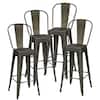 Boyel Living Gun 4-Piece 30 in. High Back Metal Industrial Bar Stools ...