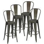 Boyel Living Gun 4-Piece 30 in. High Back Metal Industrial Bar Stools ...