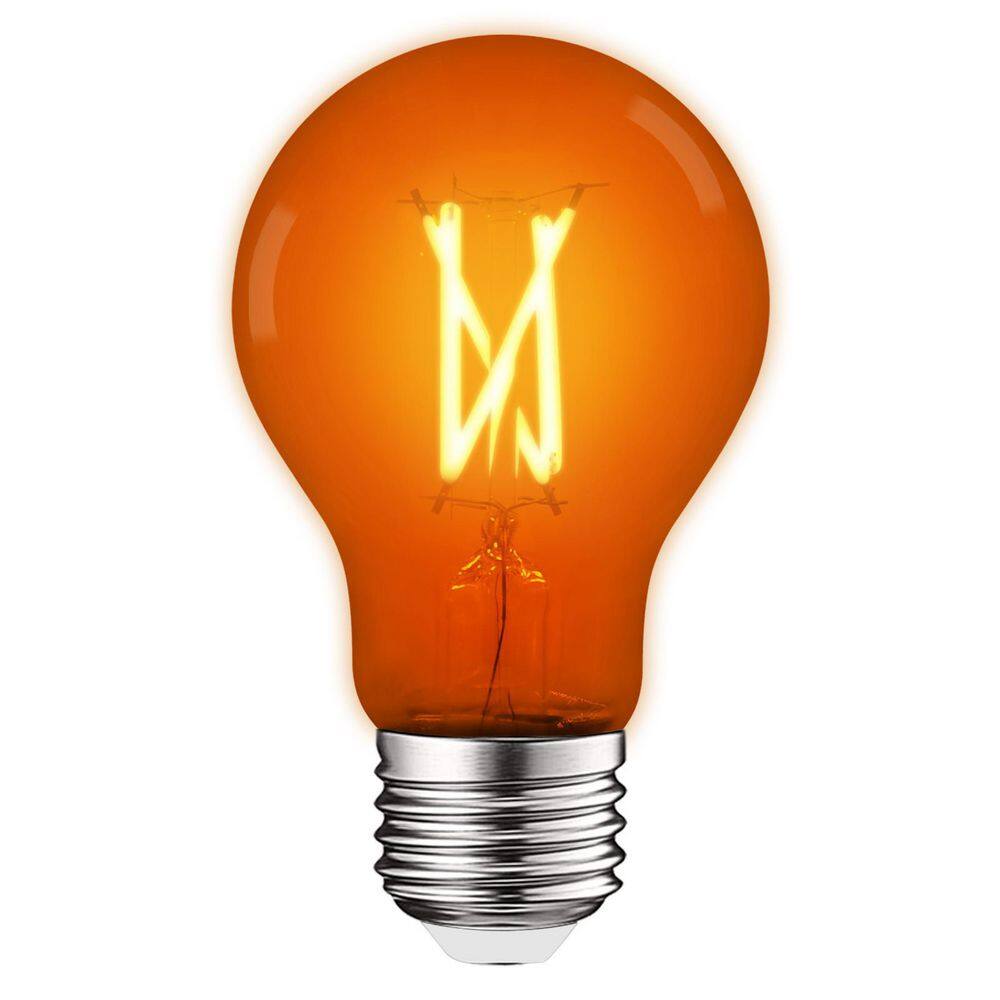 LUXRITE 60-Watt Equivalent A19 Edison LED Orange Light Bulb, 4.5-Watt ...