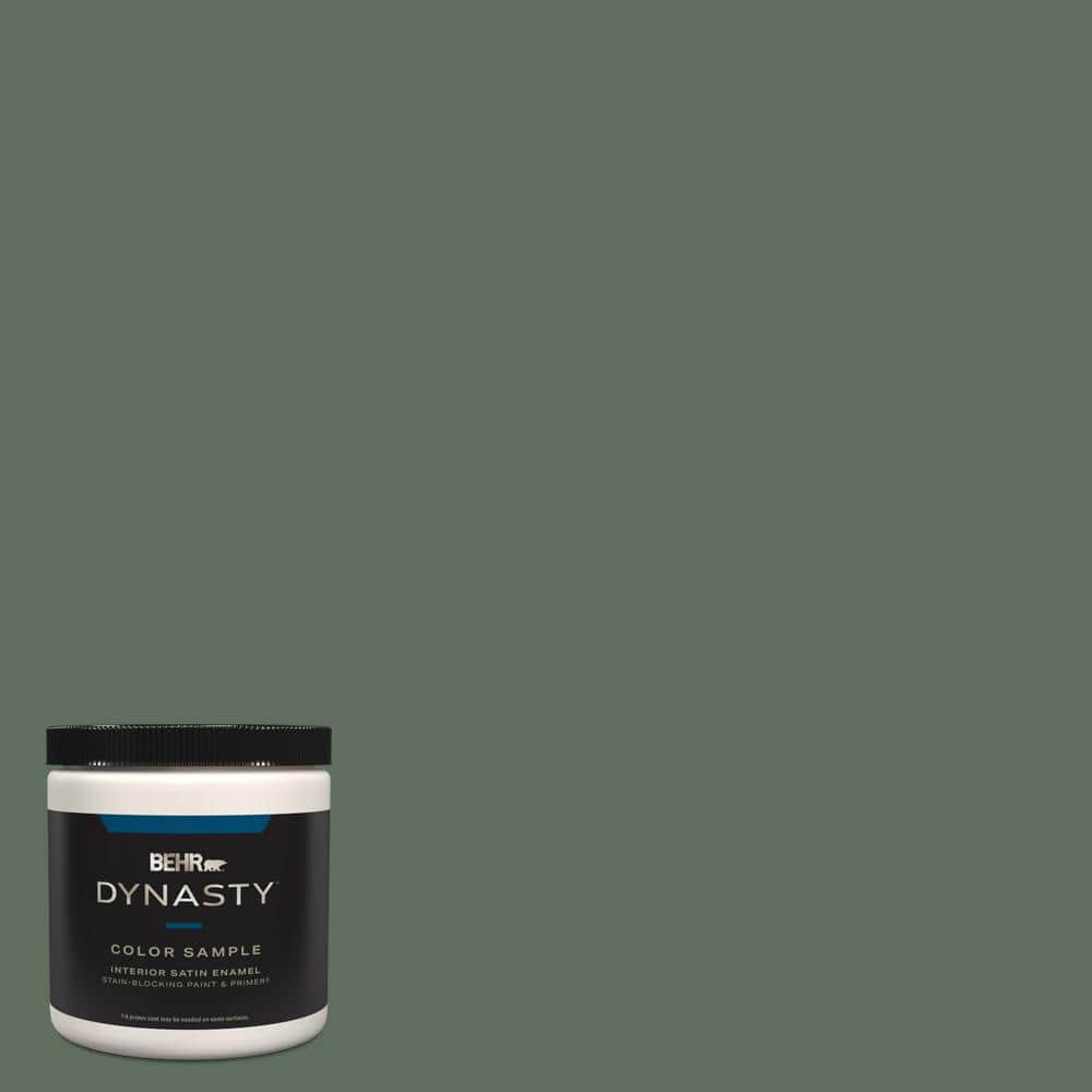 BEHR DYNASTY 8 oz. #450F-6 Whispering Pine Satin Enamel Interior ...