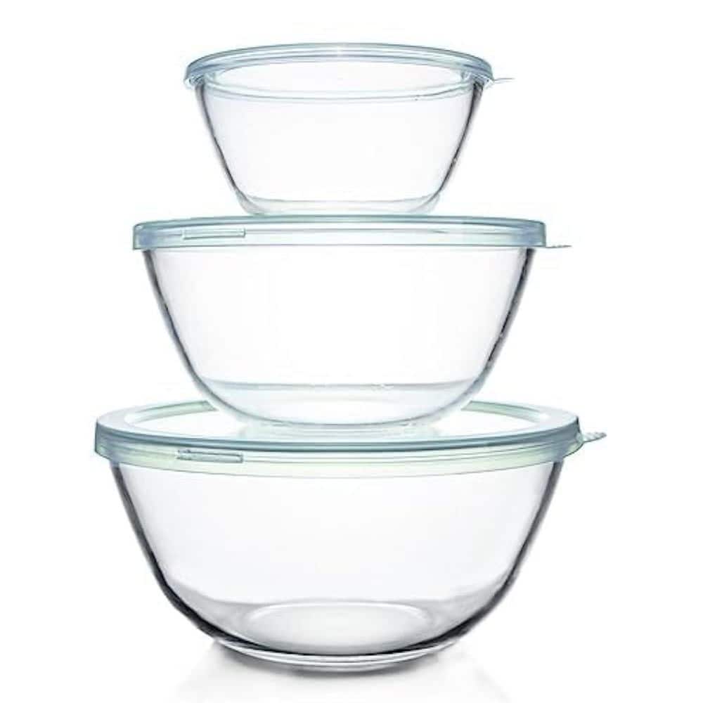 Numhew Kitchen Essential 3-Piece High Borosilicate Glass Clear Blue ...
