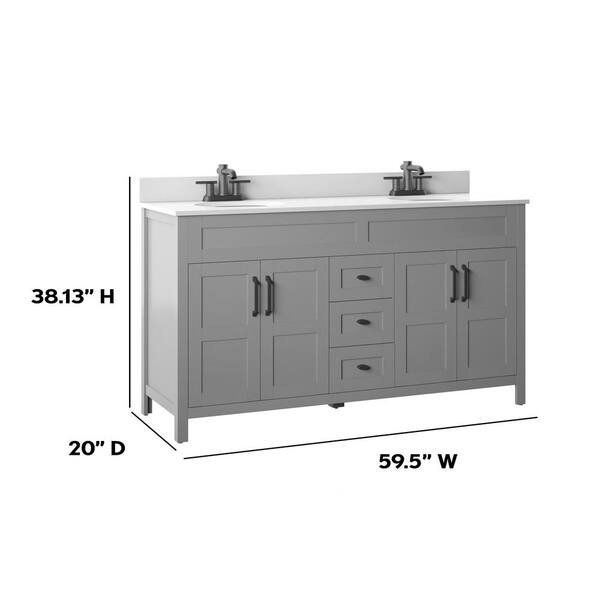Twin Star Home 59 5 In W X 20 D 38 13 H Double Bathroom Vanity Side ...