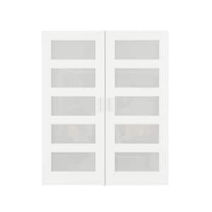 ARK DESIGN 36 in. x 80 in. 5-Lite Frosted Glass Primed Solid Core ...
