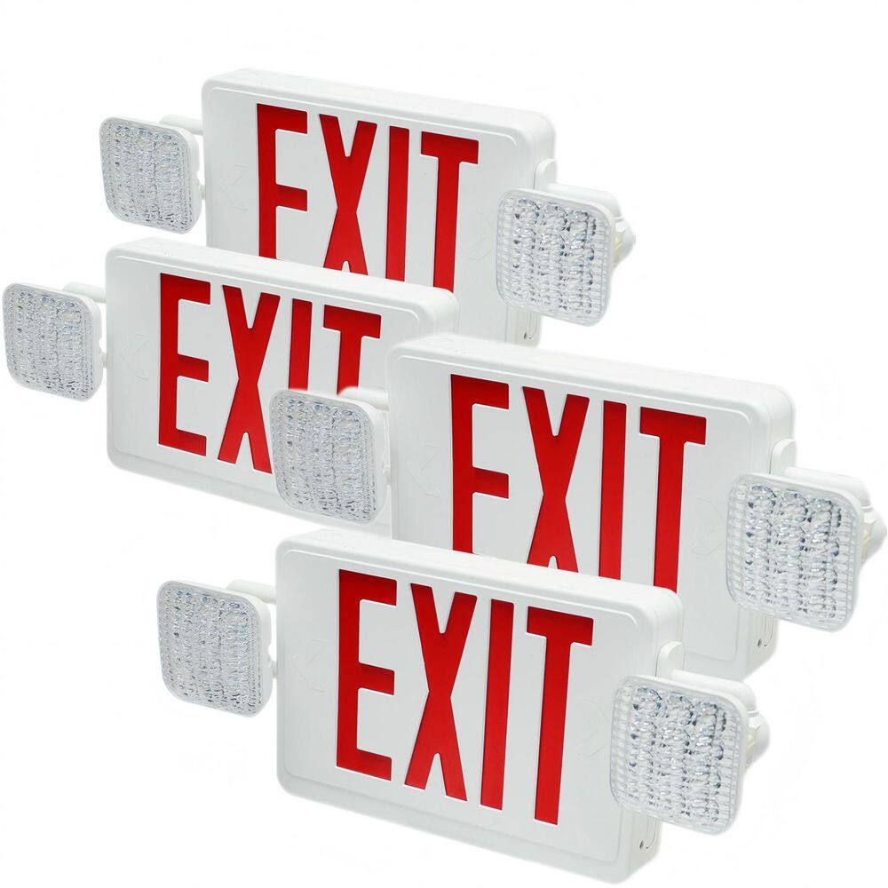 Honbei 50-Watt Equivalent 120-277-Volt Integrated LED Red Exit Sign ...
