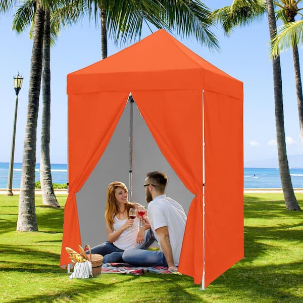 COOS BAY 5 ft. x 5 ft. Orange Instant Canopy Pop Up Tent with 4 ...